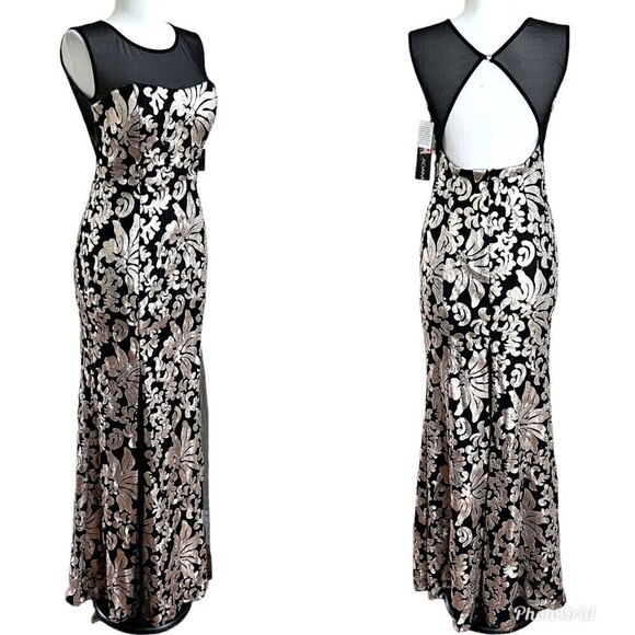 Betsy & Adam | Dresses | Vintage Betsy Adam Dress Illusion Sequin Maxi ...